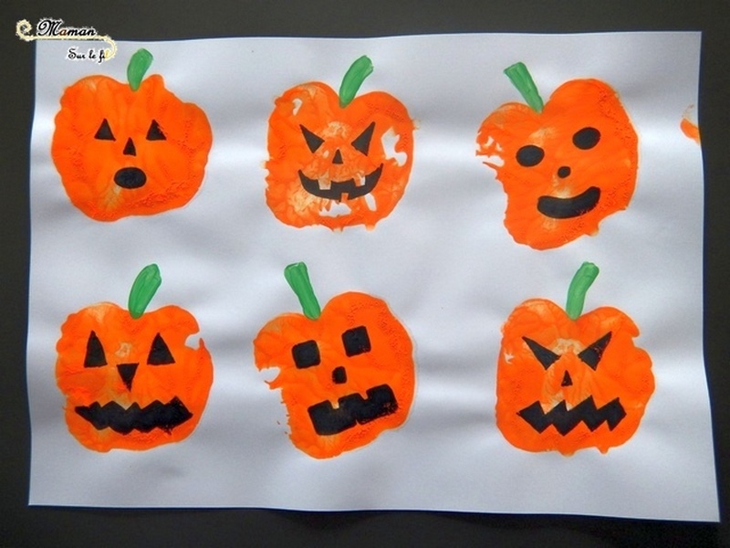 Citrouilles d'Halloween en empreintes de pomme {Activité} - Maman Sur ...
