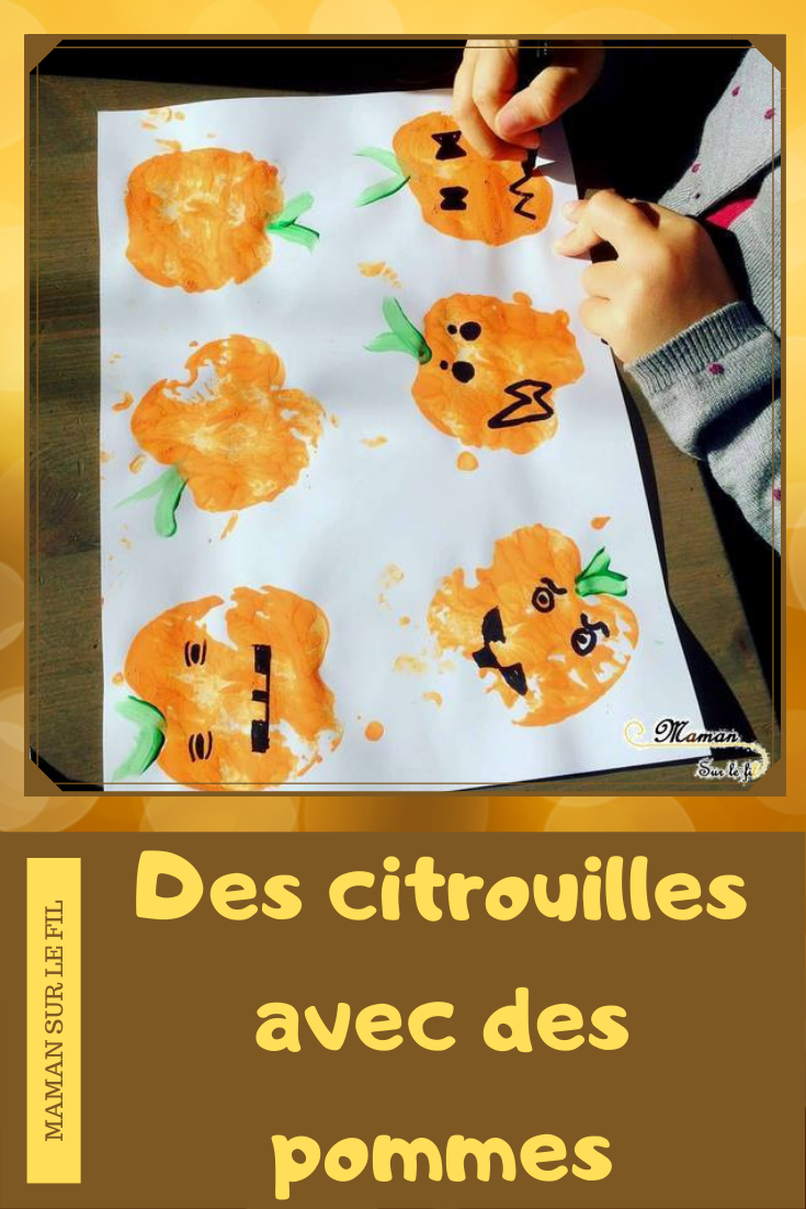 Citrouilles d'Halloween en empreintes de pomme {Activité} - Maman Sur ...