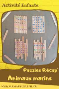 Puzzles Type Mots croisés - Animaux marins {Activité} - Maman Sur Le Fil