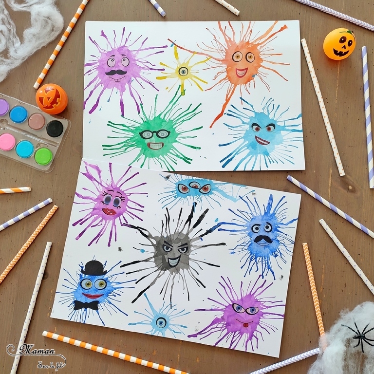 Monstres en peinture soufflée {Activité} - Maman Sur Le Fil