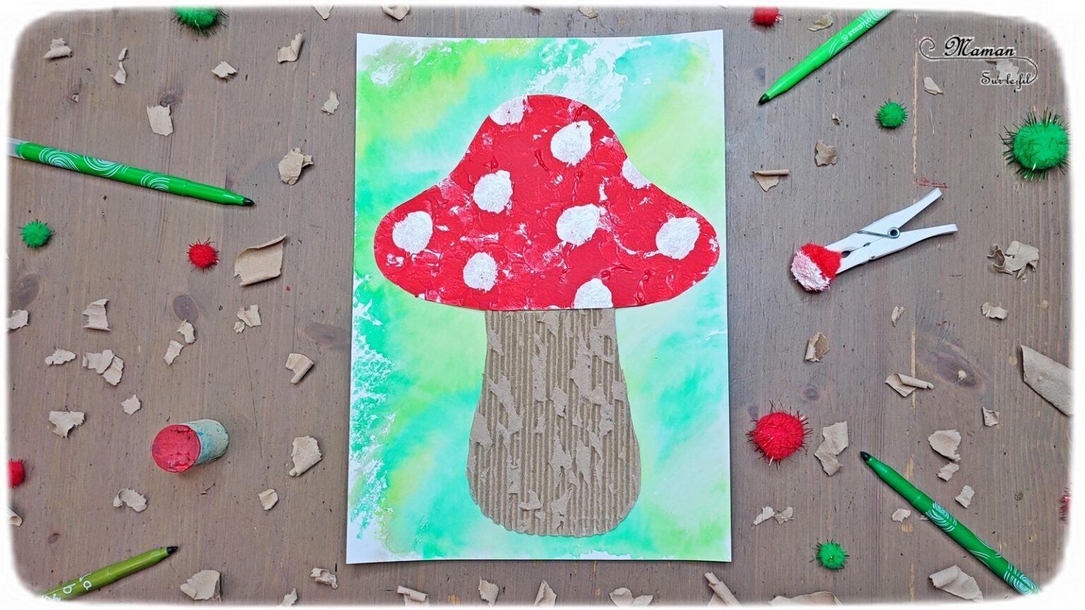 Champignon en peinture au bouchon et Carton {Activité} - Maman Sur Le Fil