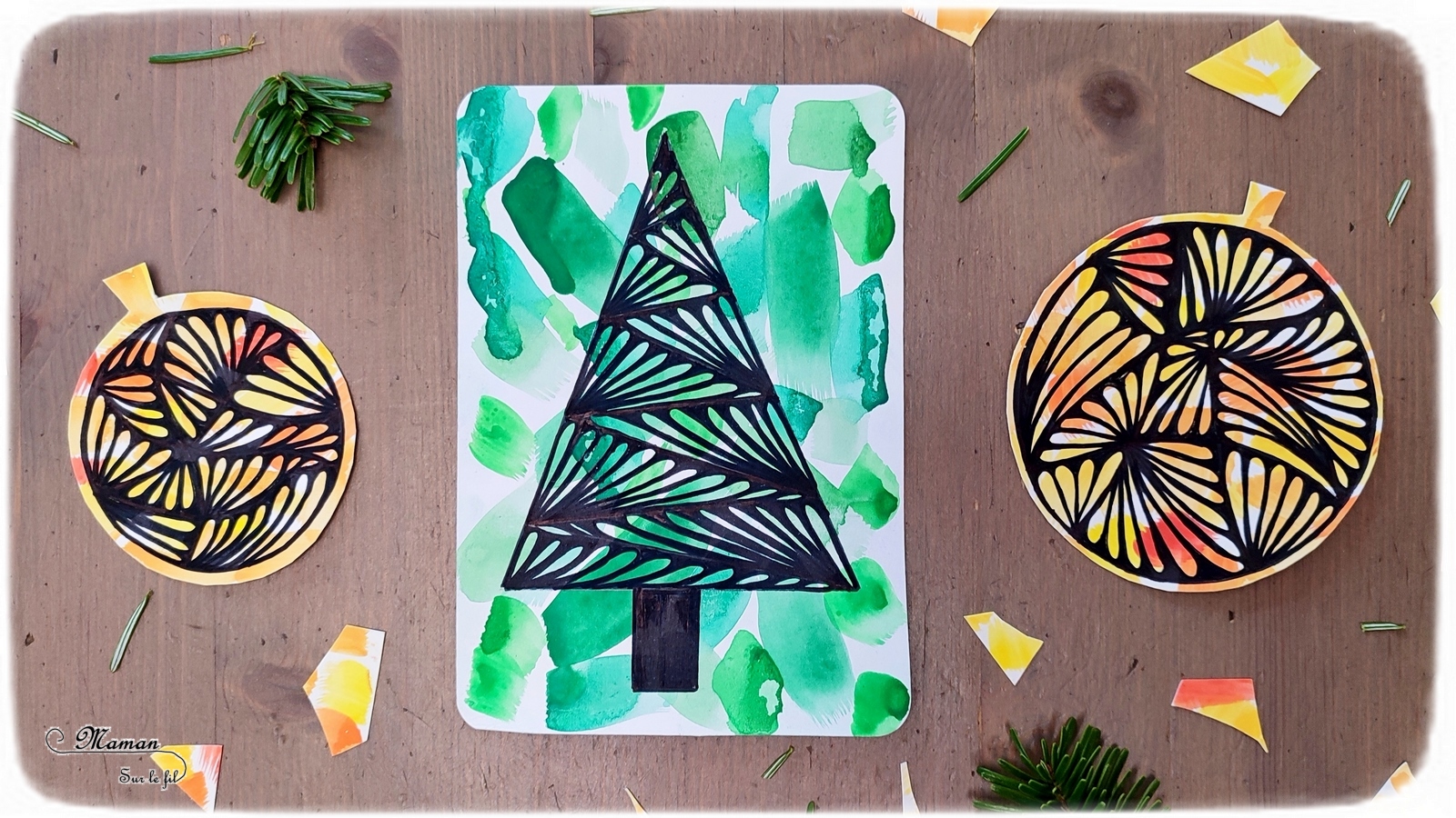 Sapin et Boules de Noël en Zen Art {Activité} - Maman Sur Le Fil