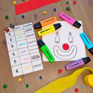 Clown en graphismes aux dés {Activité} - Maman Sur Le Fil