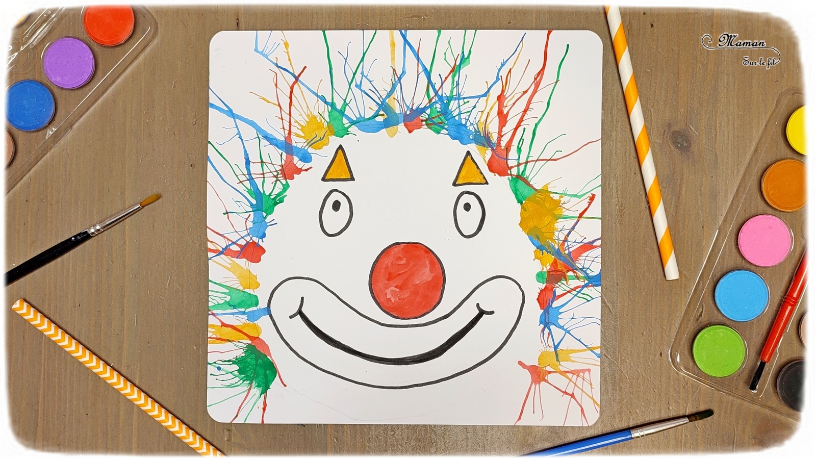 Clown en peinture soufflée {Activité} - Maman Sur Le Fil
