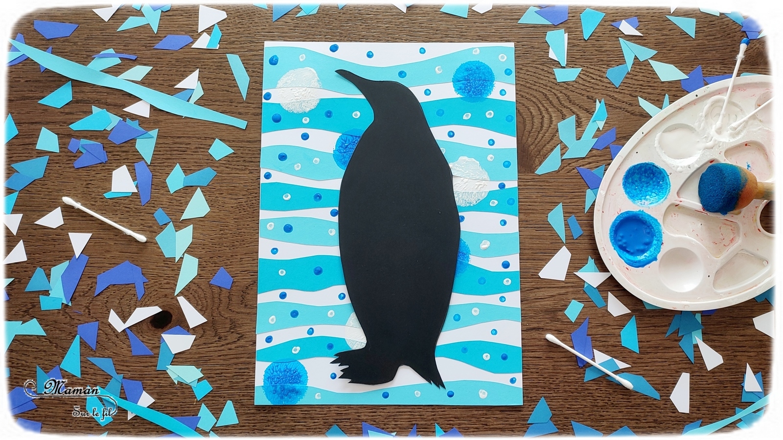 Manchot noir sur bandes bleues et blanches {Activité} - Maman Sur Le Fil