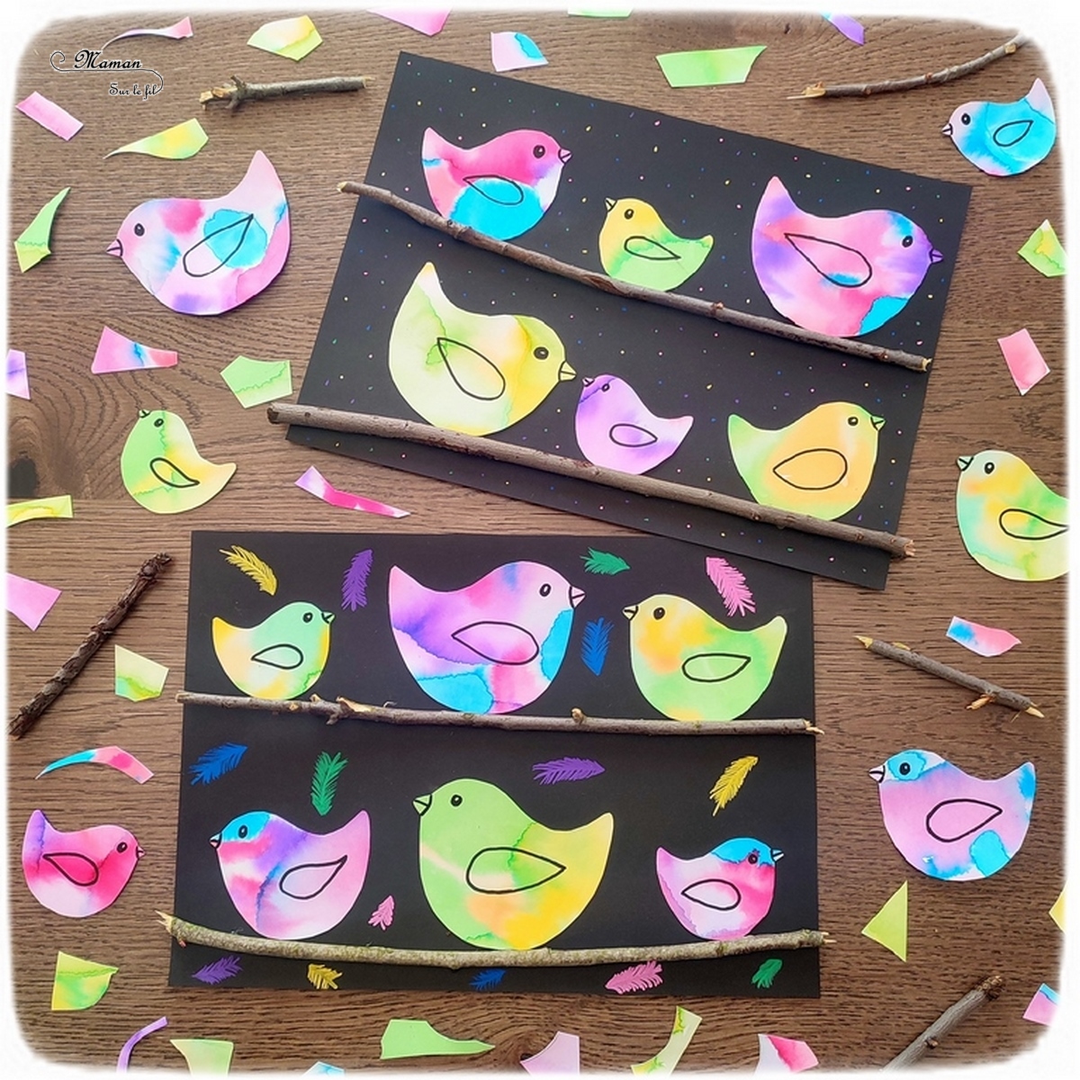 Oiseaux colorés sur leur branche {Activité} - Maman Sur Le Fil