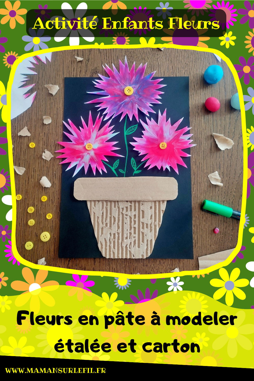 Fleurs en pâte à modeler étalée {Activité} - Maman Sur Le Fil