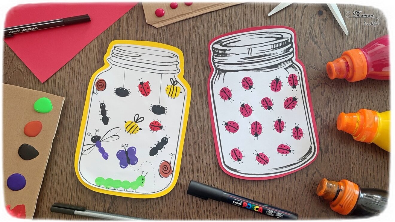 Bocal d'insectes en empreintes de doigts {Activité} - Maman Sur Le Fil