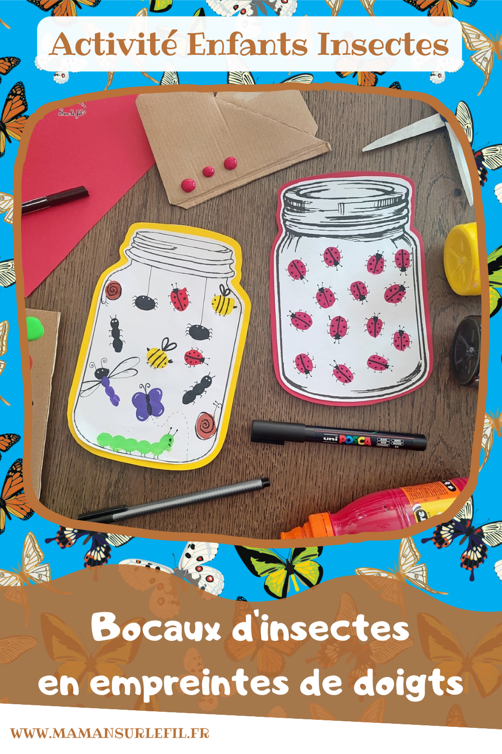 Bocal d'insectes en empreintes de doigts {Activité} - Maman Sur Le Fil