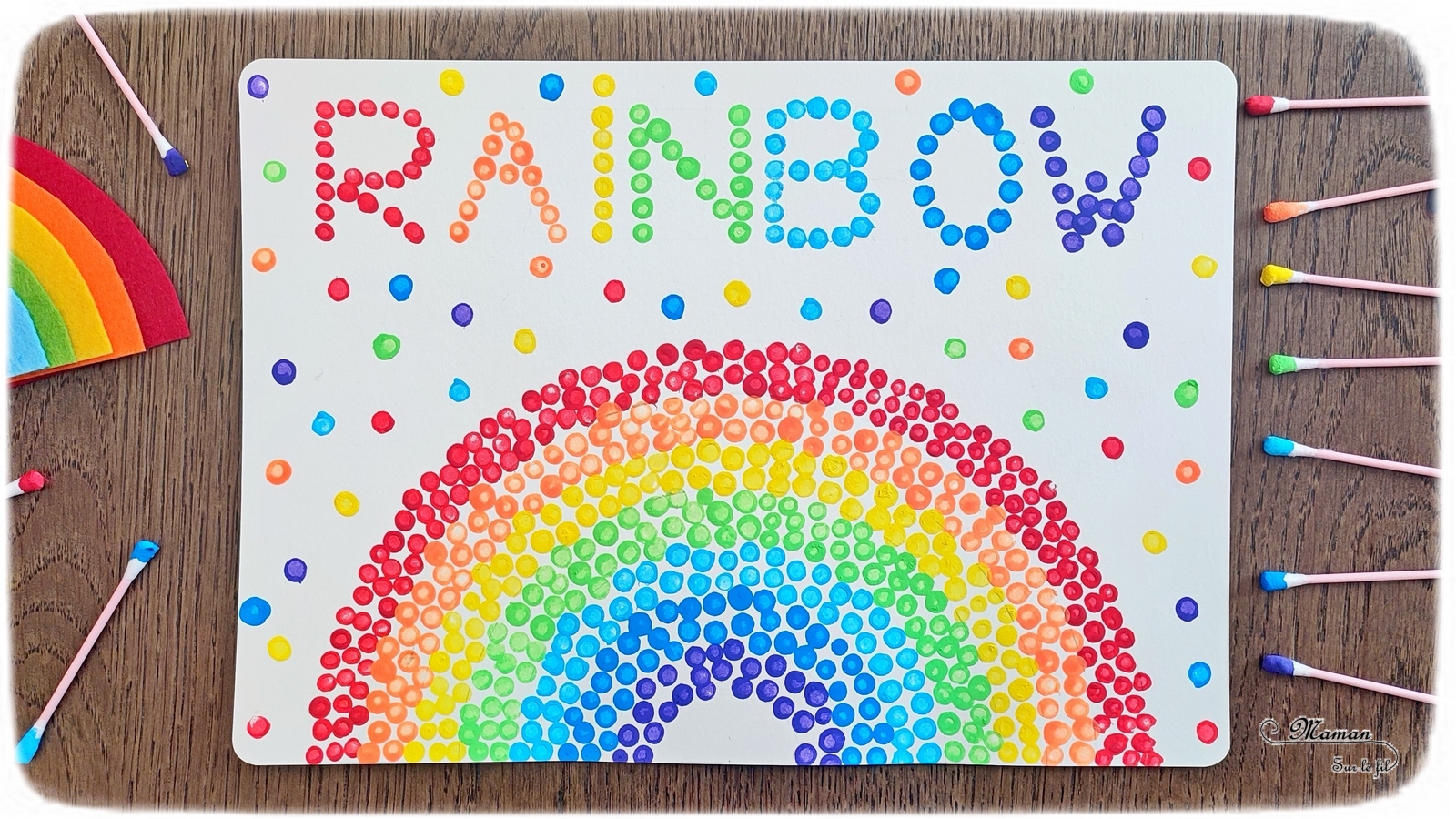 Arc-en-ciel avec des cotons-tiges {Activité} - Maman Sur Le Fil