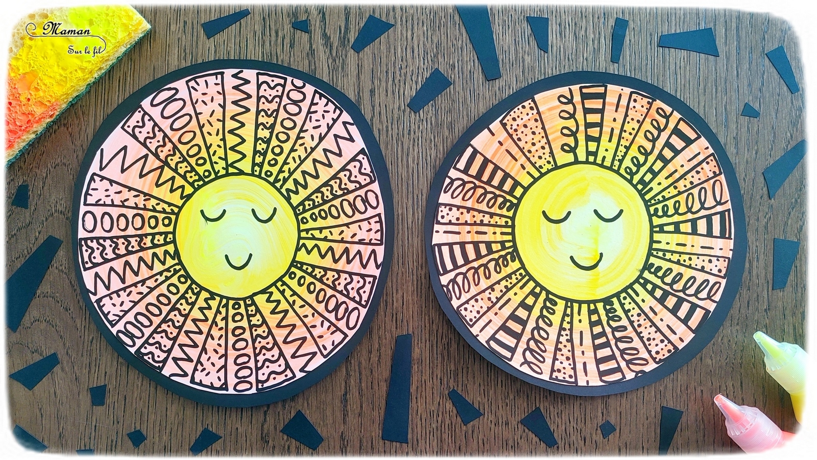 Soleil graphique en peinture à l'éponge {Activité} - Maman Sur Le Fil