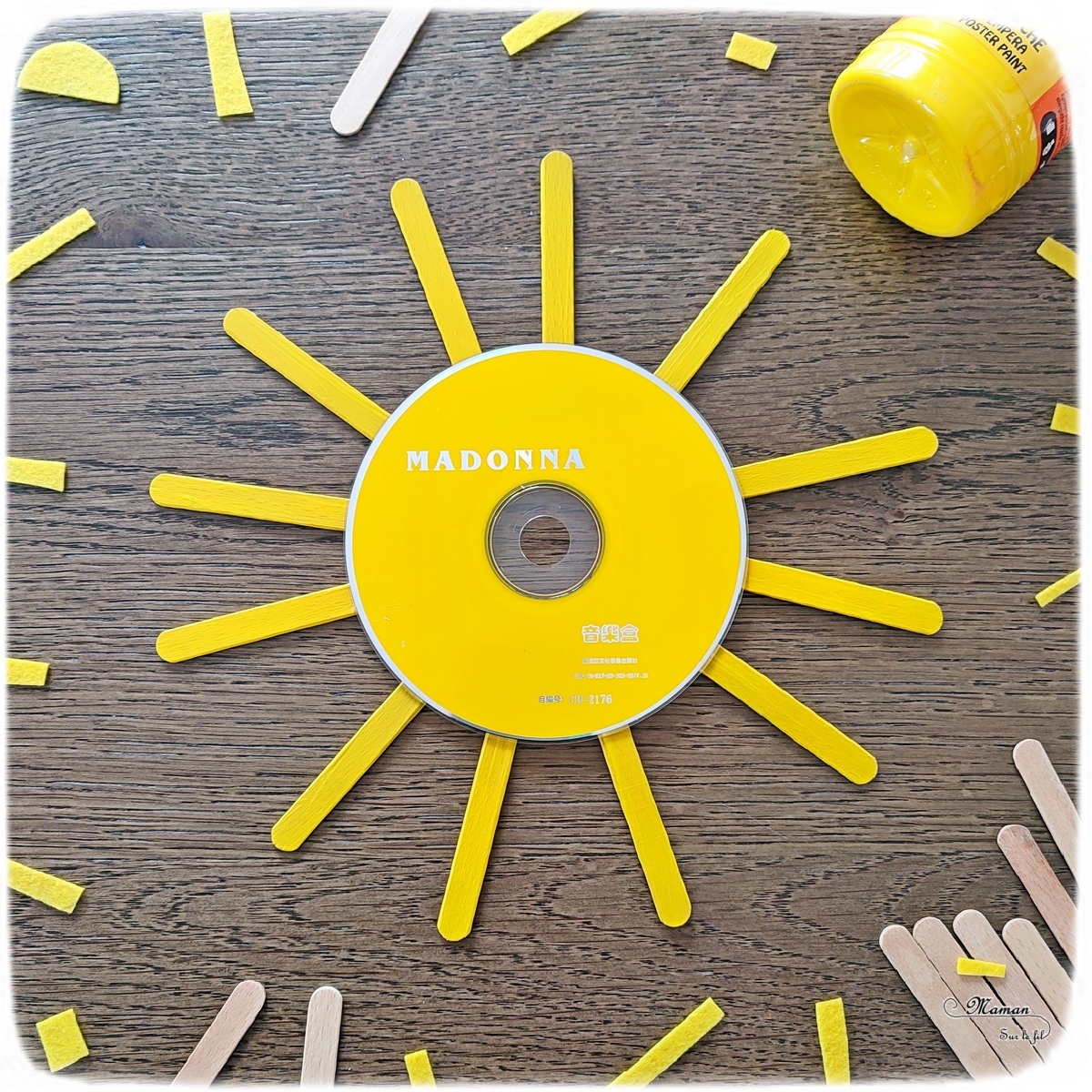 Soleil avec CD et bâtonnets de glace {Activité} - Maman Sur Le Fil