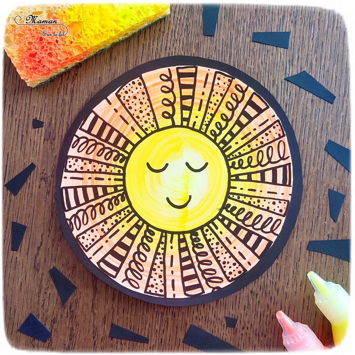 Soleil graphique en peinture à l'éponge {Activité} - Maman Sur Le Fil