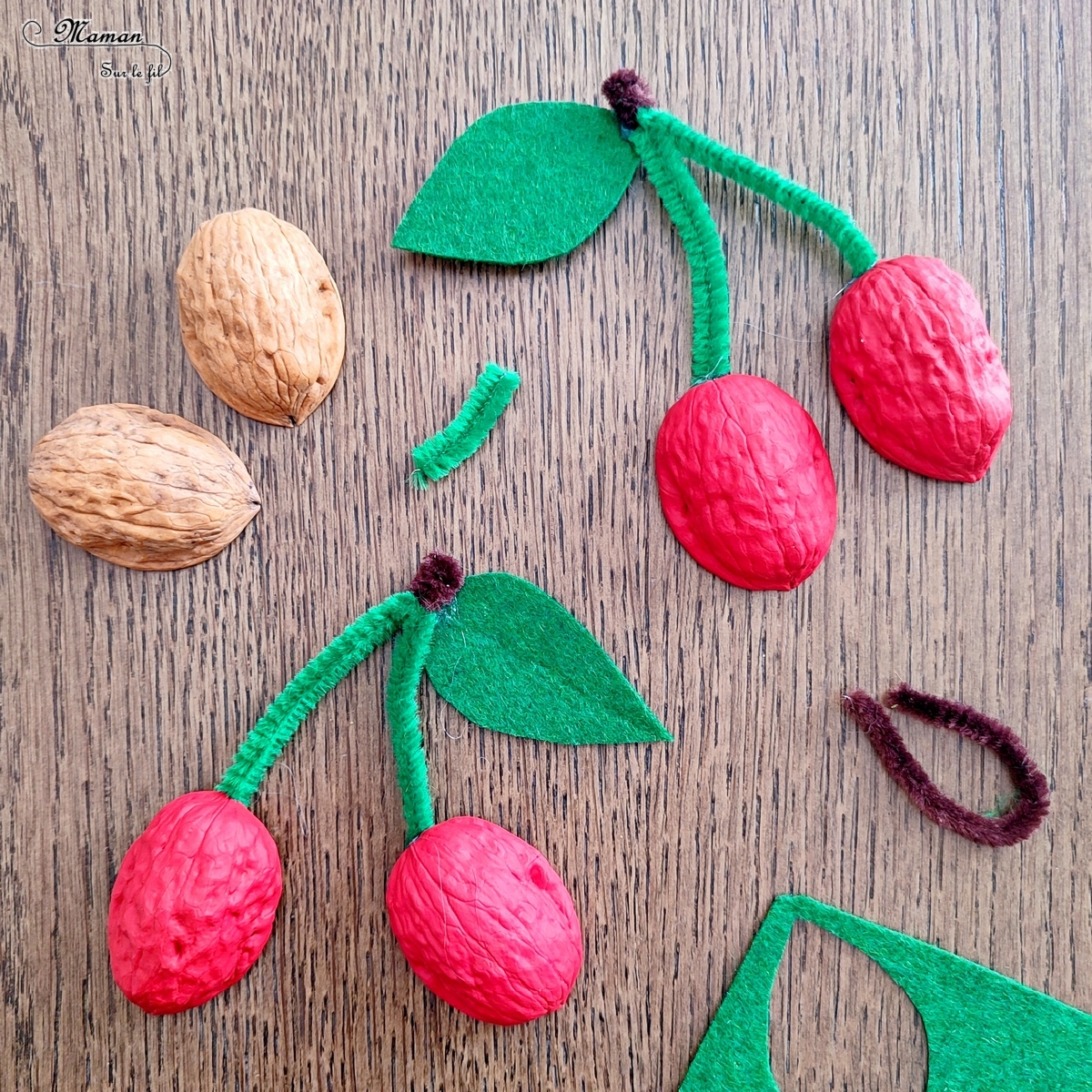 Cerises et Ananas avec des coquilles de noix {Activité} - Maman Sur Le Fil
