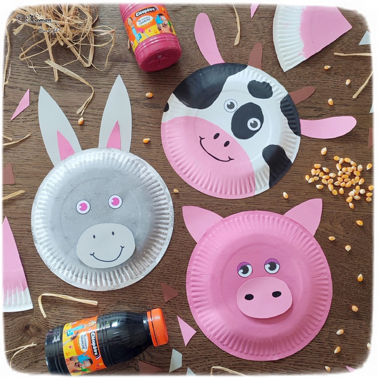 Animaux de la ferme avec des assiettes en carton {Activité} - Maman Sur ...