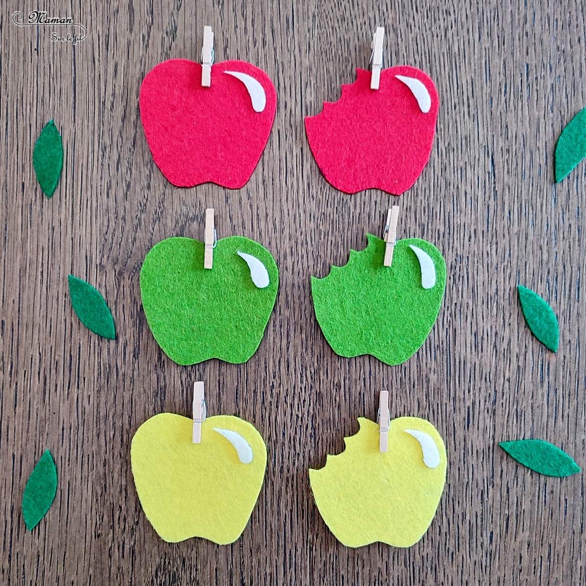 Pommes en feutrine et pinces à linge {Activité} - Maman Sur Le Fil