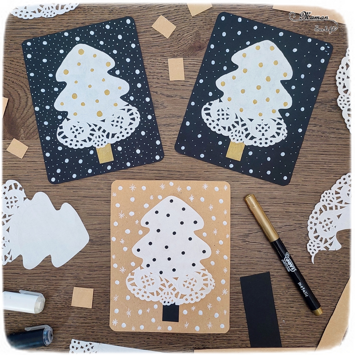 Sapins blancs avec des napperons {Activité} - Maman Sur Le Fil