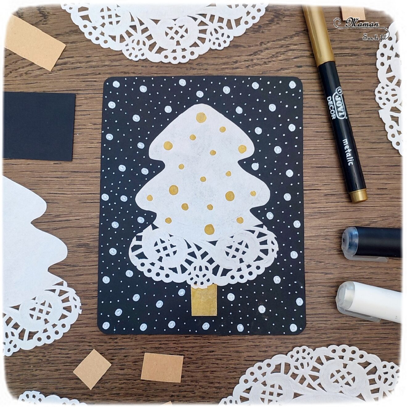 Sapins blancs avec des napperons {Activité} - Maman Sur Le Fil