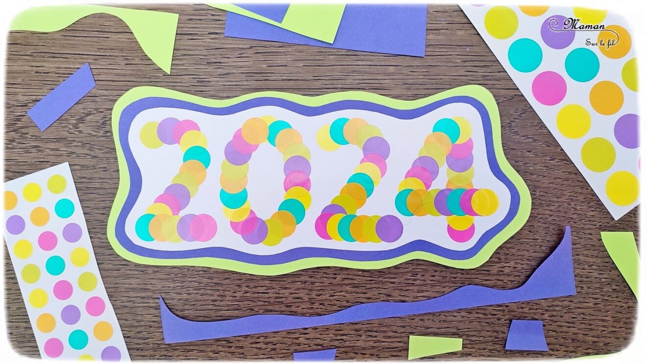 Carte Bonne année 2024 en gommettes {Activité} - Maman Sur Le Fil