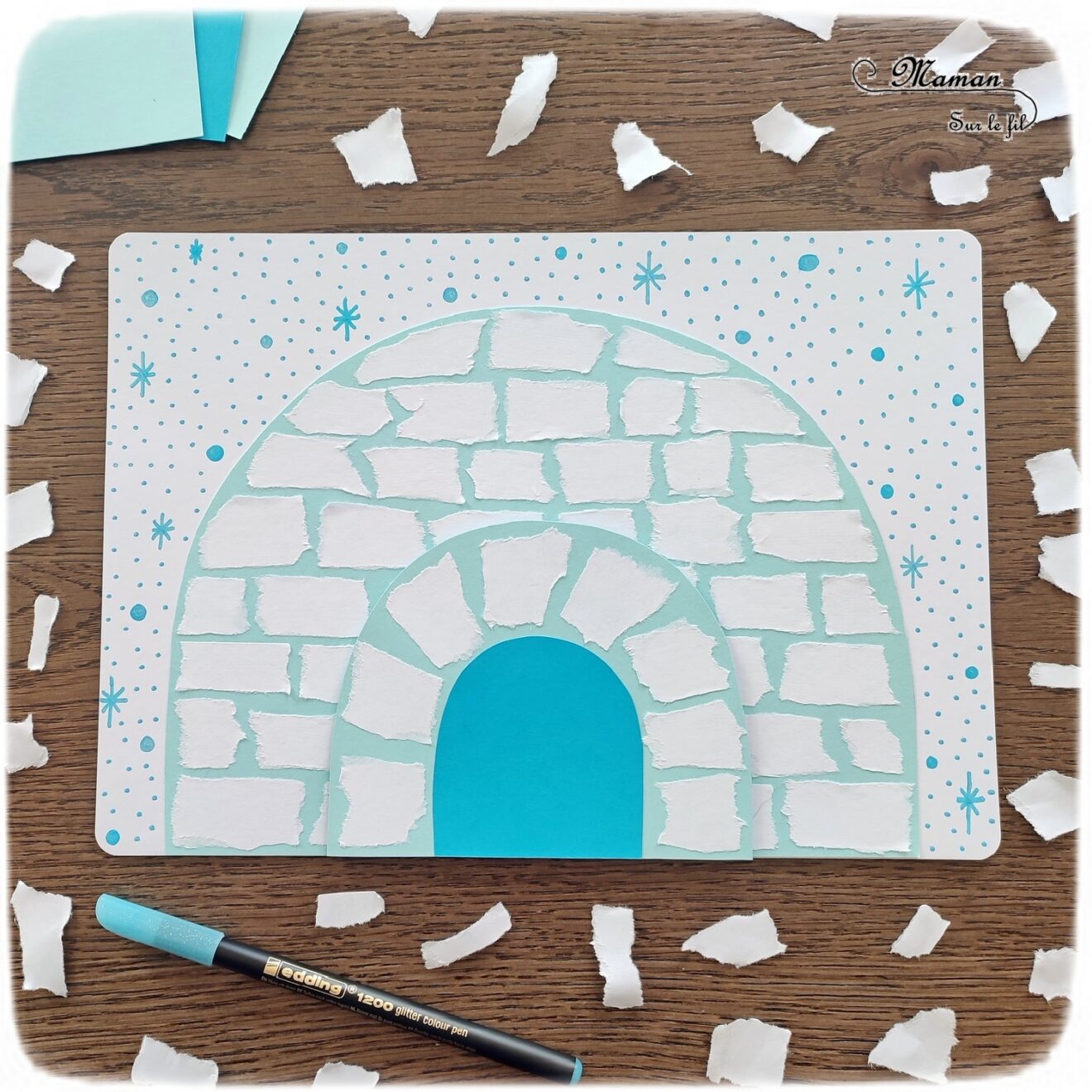 Igloo en papier déchiré {Activité} - Maman Sur Le Fil