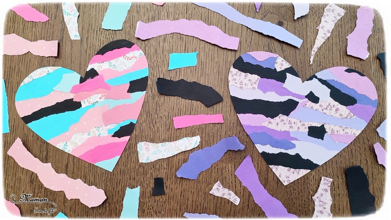Coeurs en papier déchiré {Activité} - Maman Sur Le Fil