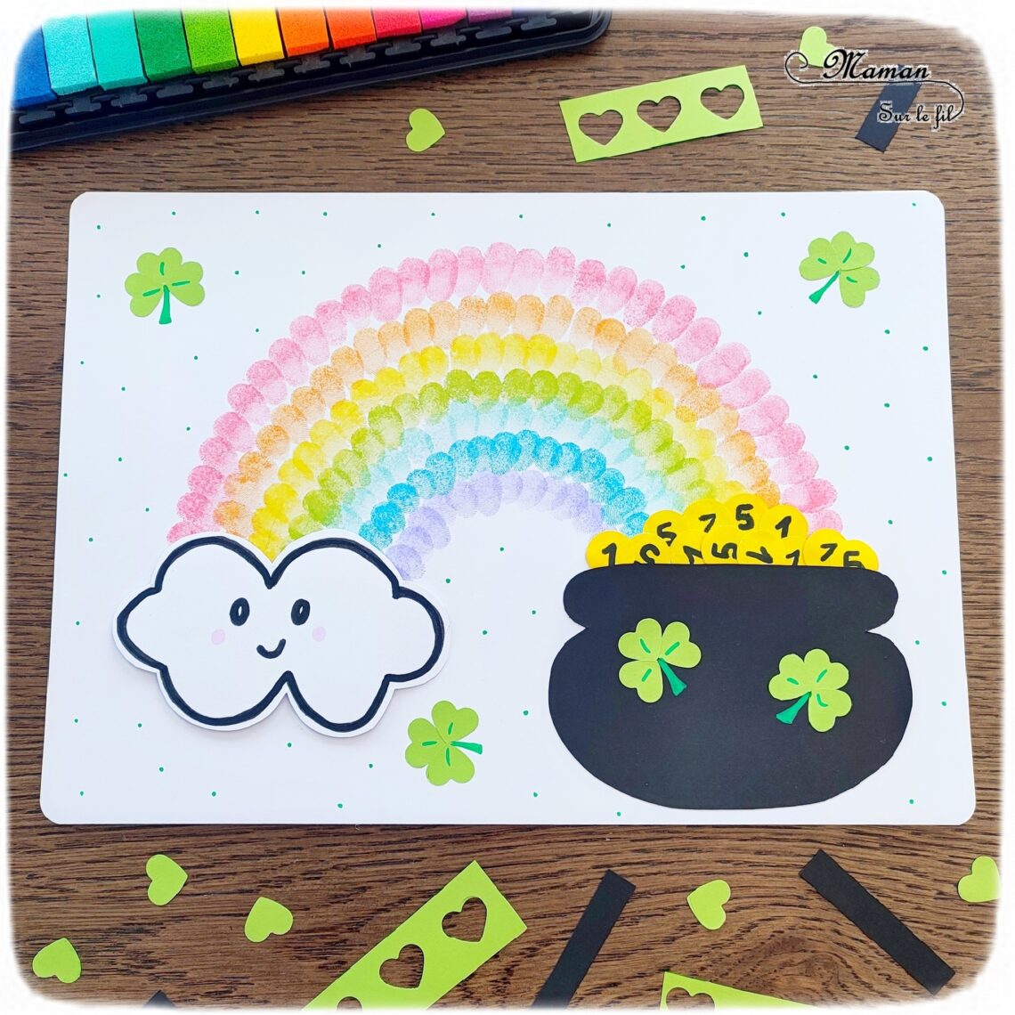 Arc-en-ciel de la Saint-Patrick en empreintes de doigts {Activité ...