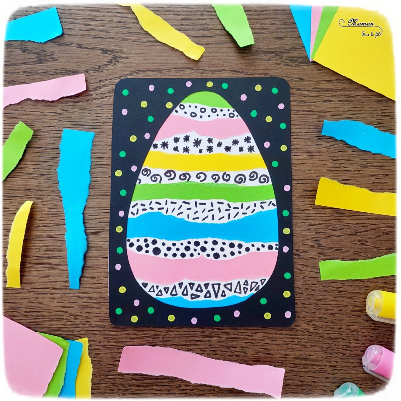 Oeufs de Pâques en papier déchiré et graphismes {Activité} - Maman Sur ...