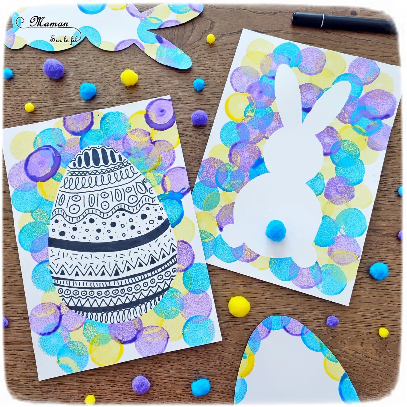 Lapin et Oeuf de Pâques - Peinture au tampon {Activité} - Maman Sur Le Fil
