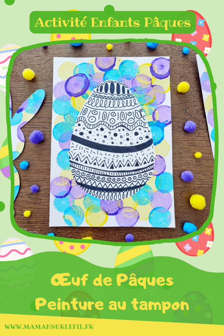 Lapin et Oeuf de Pâques - Peinture au tampon {Activité} - Maman Sur Le Fil