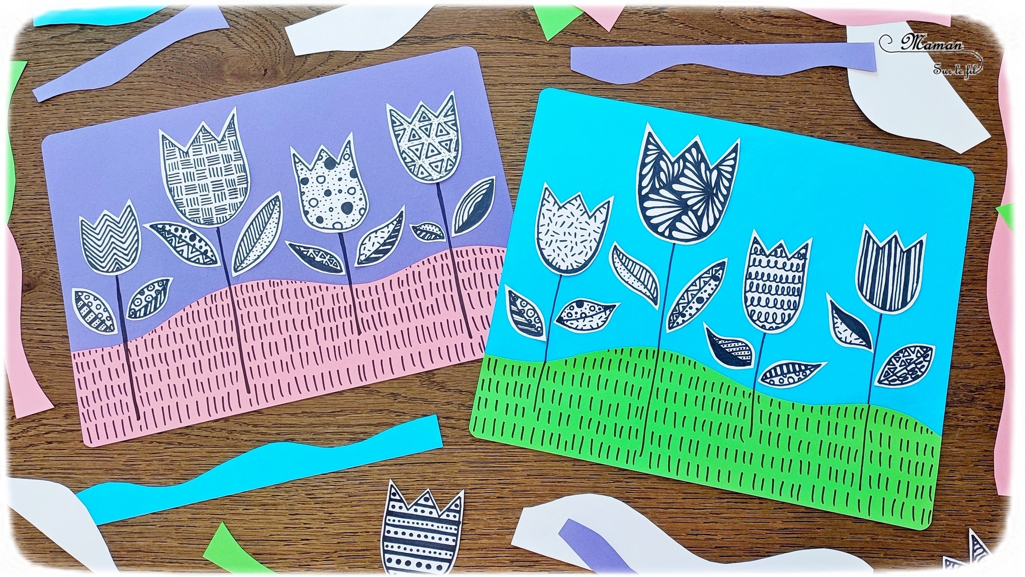 Tulipes graphiques sur fond coloré {Activité} - Maman Sur Le Fil