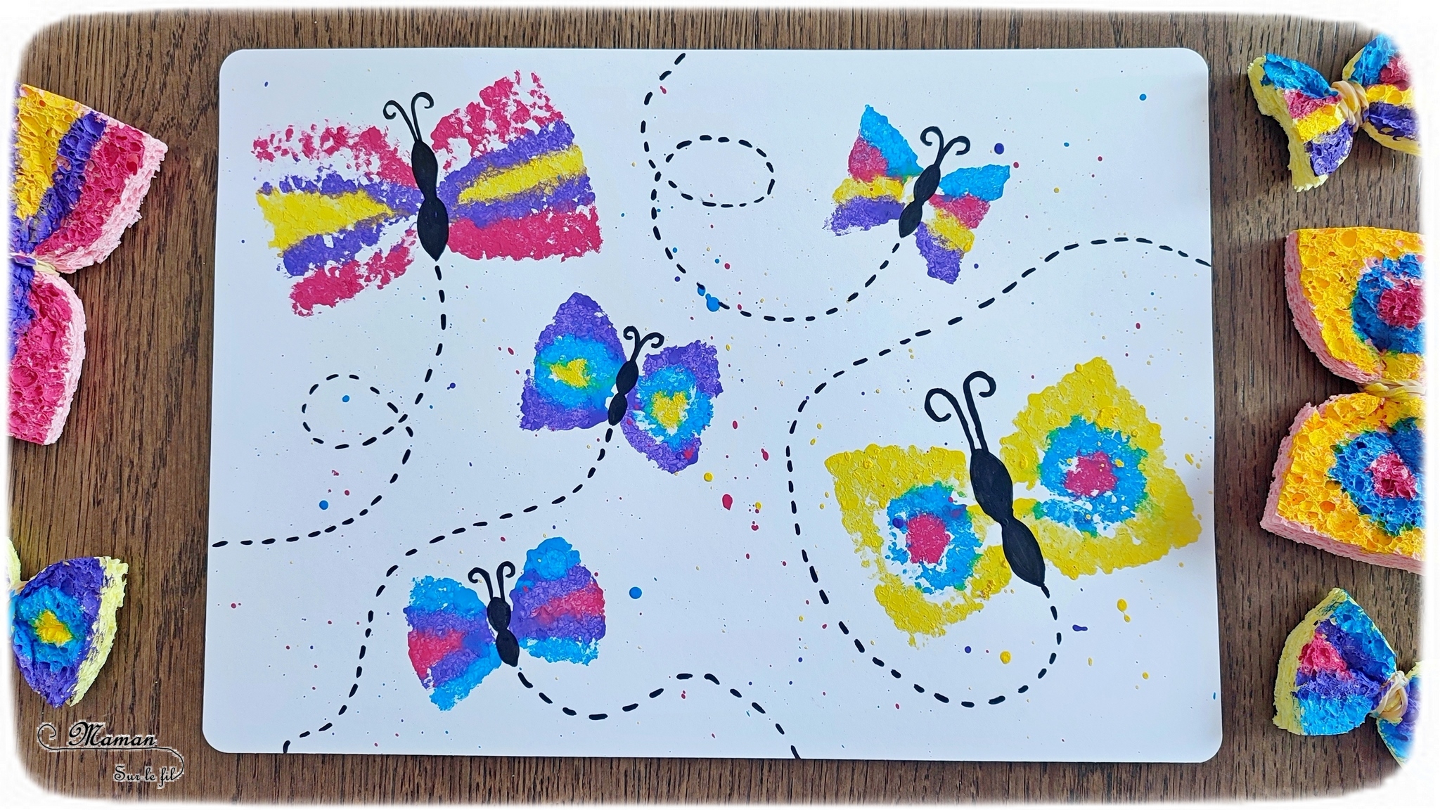 Papillons en peinture à l'éponge {Activité} - Maman Sur Le Fil