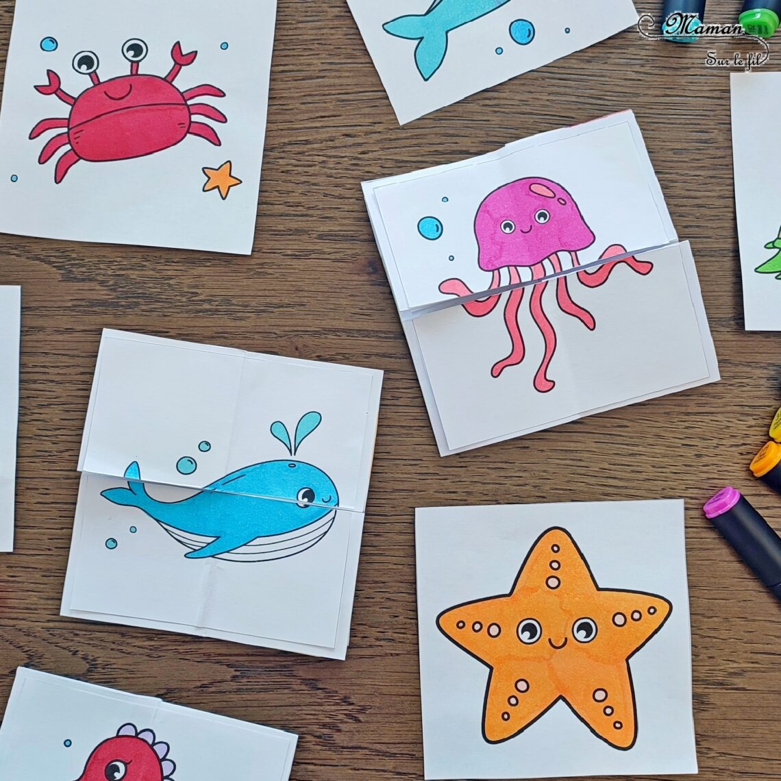 Pliage Dessins qui changent - Animaux marins {Activité} - Maman Sur Le Fil