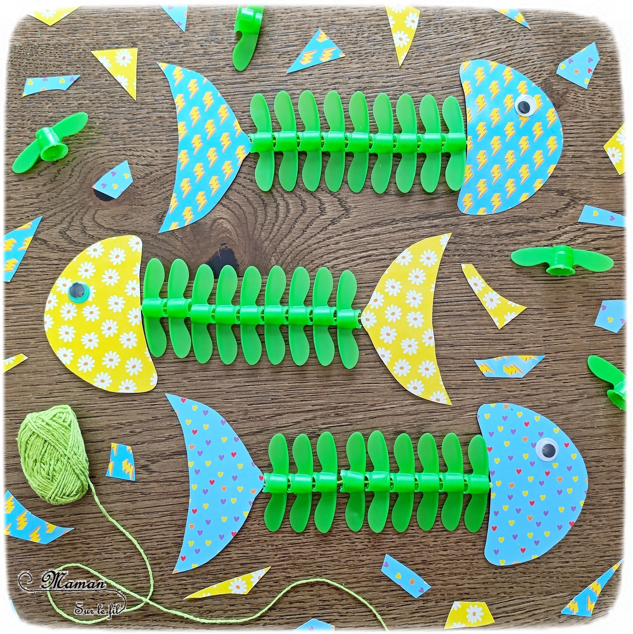 Poissons avec des bouchons de compote {Activité} - Maman Sur Le Fil