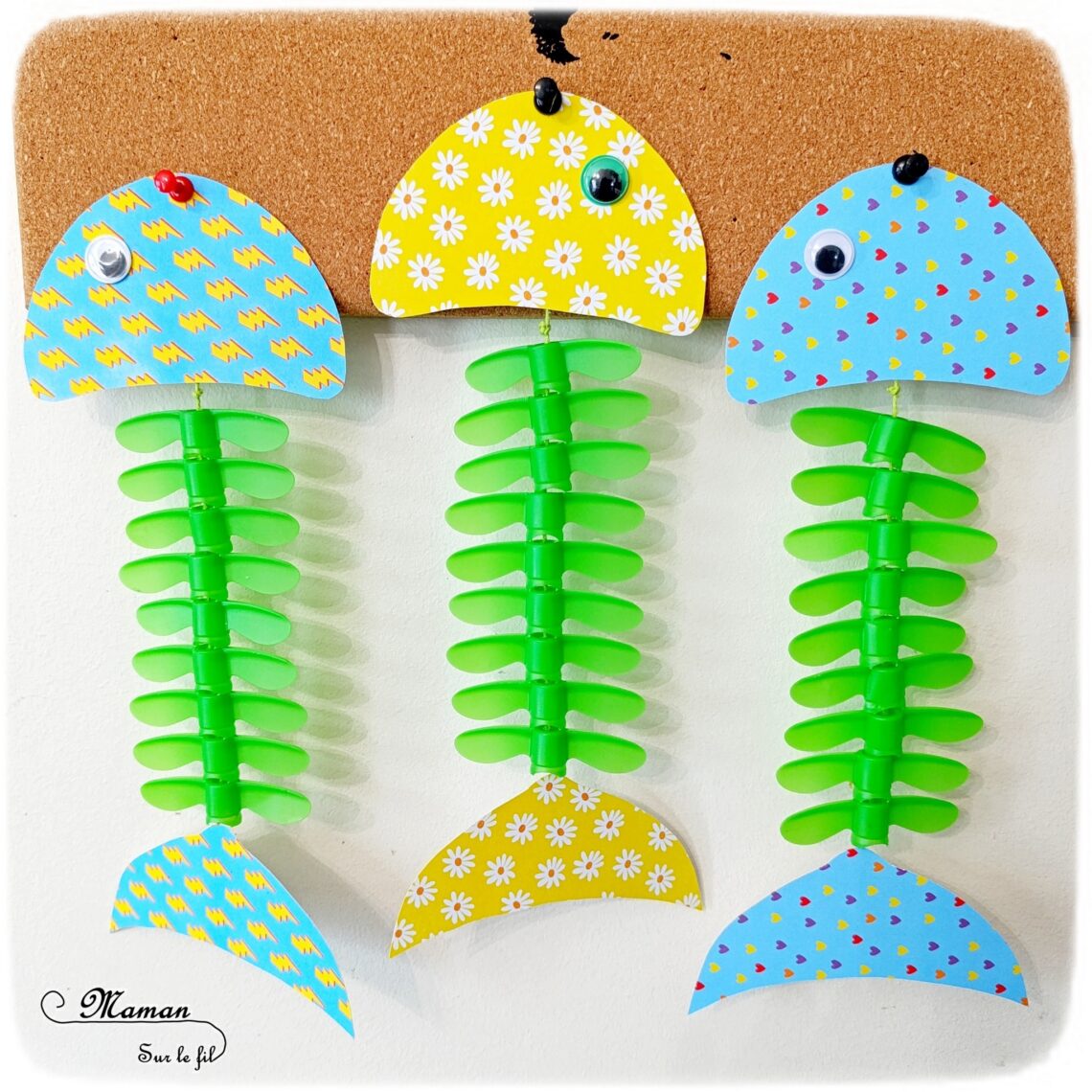 Poissons avec des bouchons de compote {Activité} - Maman Sur Le Fil