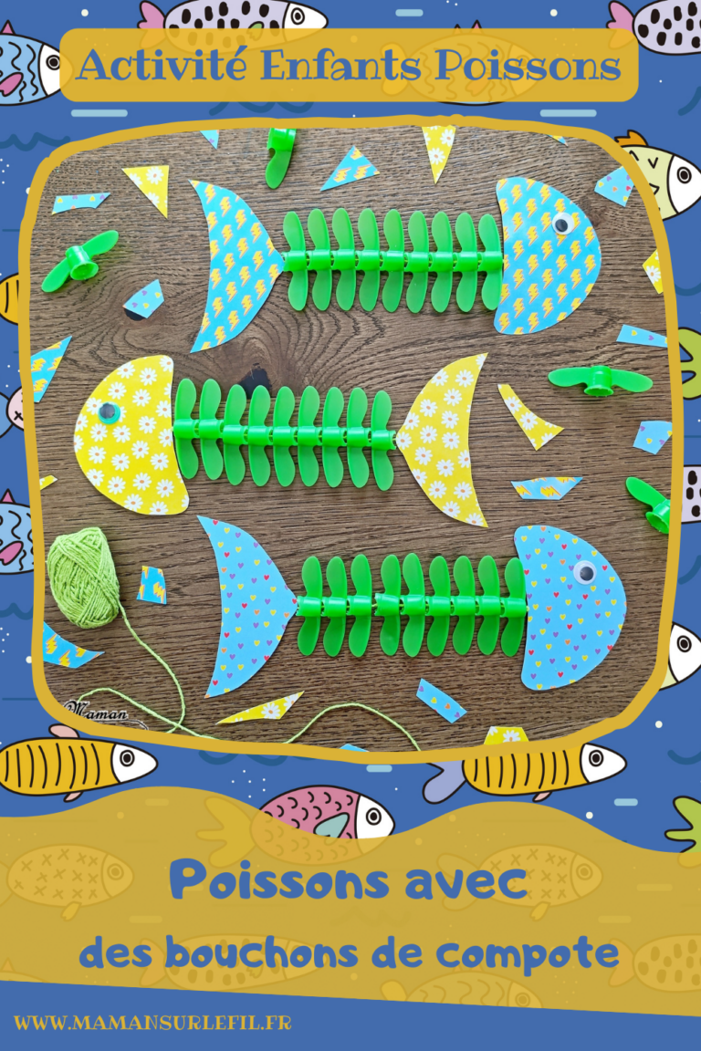 Poissons avec des bouchons de compote {Activité} - Maman Sur Le Fil