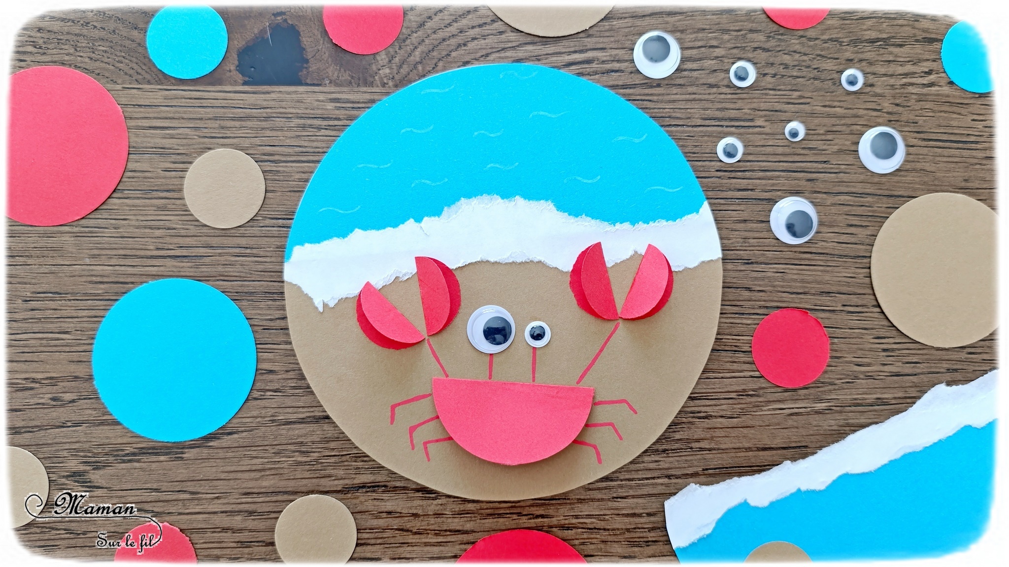 Petit crabe sur la plage en ronds de papier {Activité} - Maman Sur Le Fil