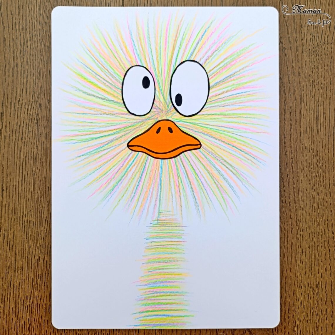 Autruche rigolote en traits colorés {Activité} - Maman Sur Le Fil