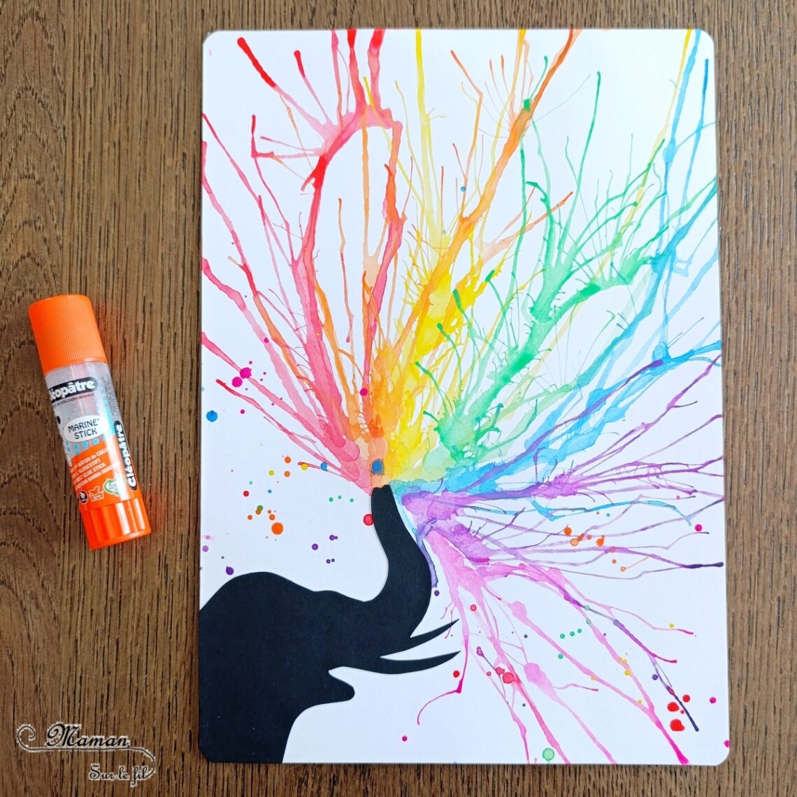 Eléphant et peinture soufflée Arc-en-ciel {Activité} - Maman Sur Le Fil