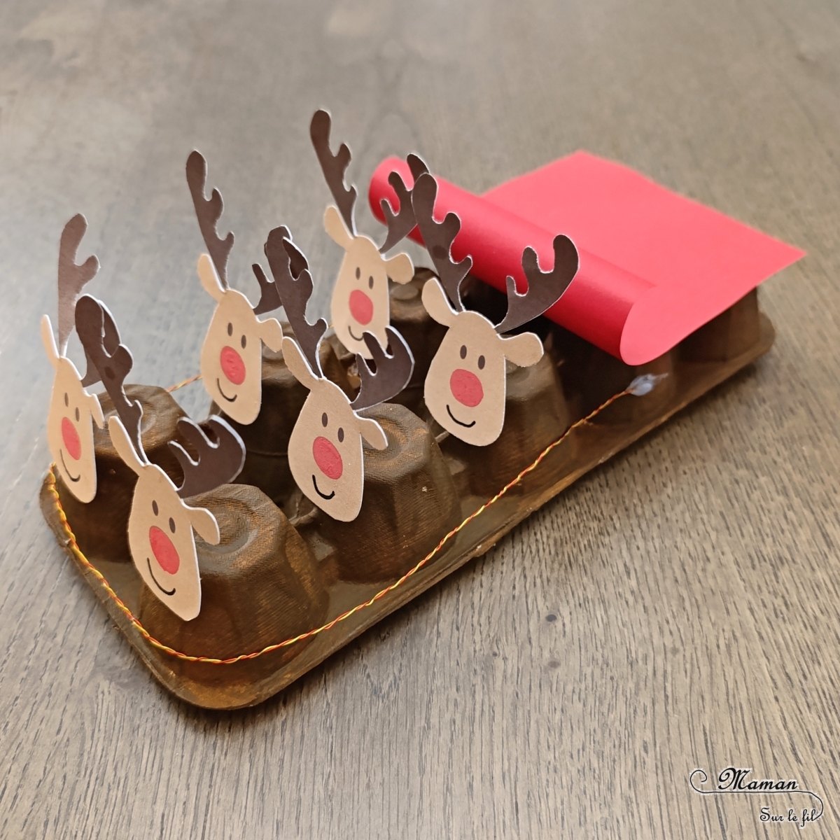Traineau du Père Noël avec une boîte à œufs {Activité} - Maman Sur Le Fil