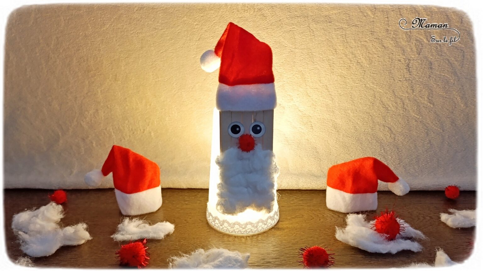 Père Noël lumineux avec un gobelet {Activité} - Maman Sur Le Fil