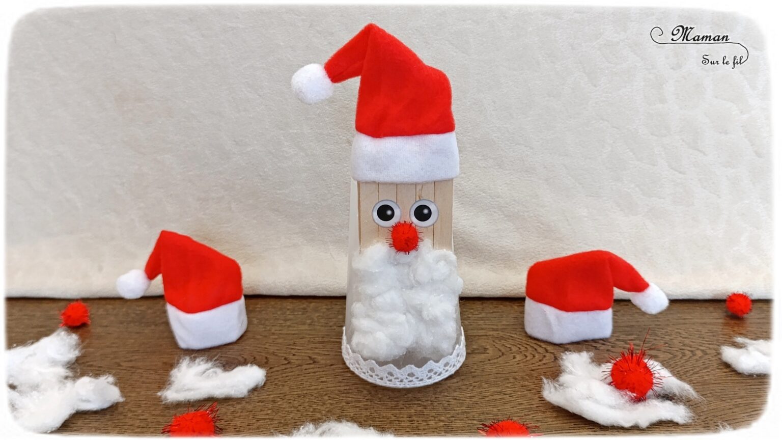 Père Noël lumineux avec un gobelet {Activité} - Maman Sur Le Fil