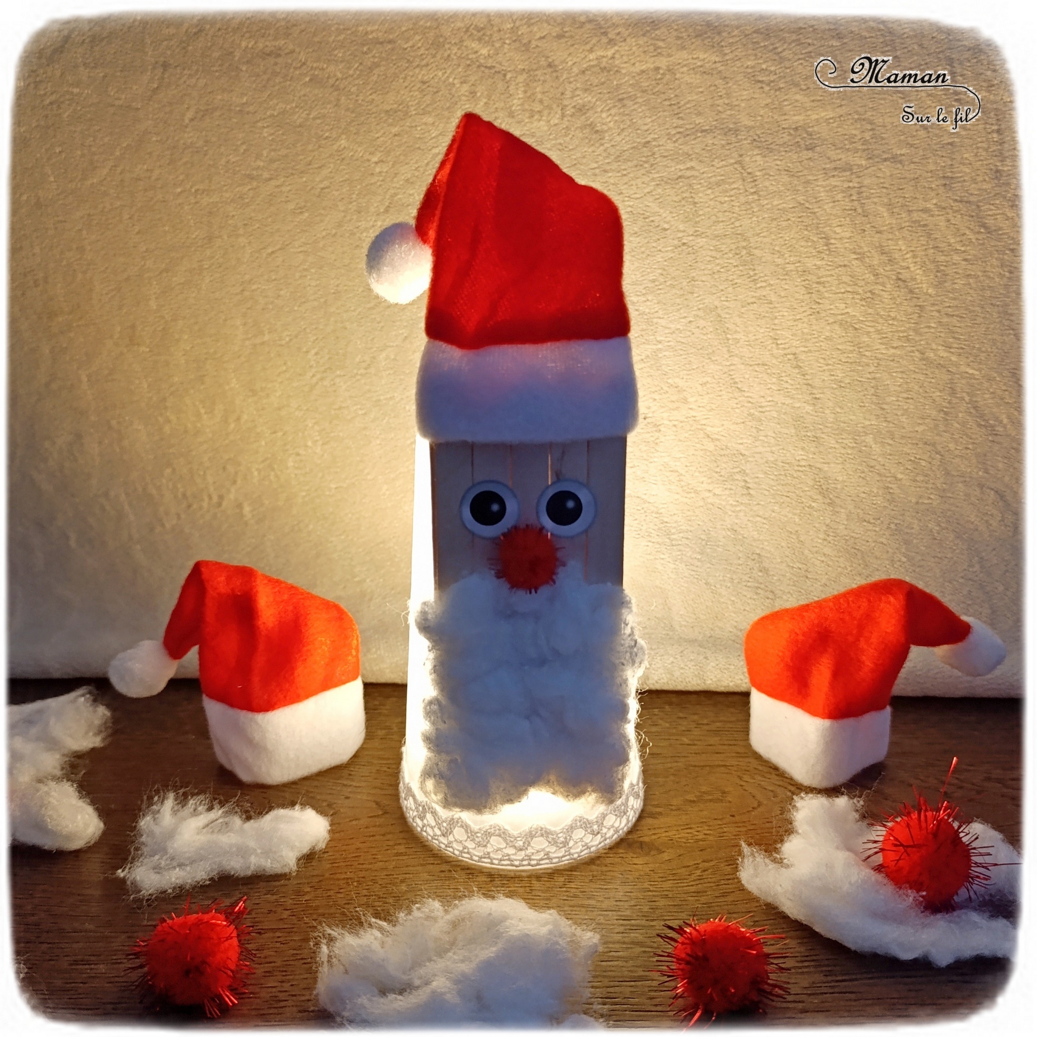 Père Noël lumineux avec un gobelet {Activité} - Maman Sur Le Fil