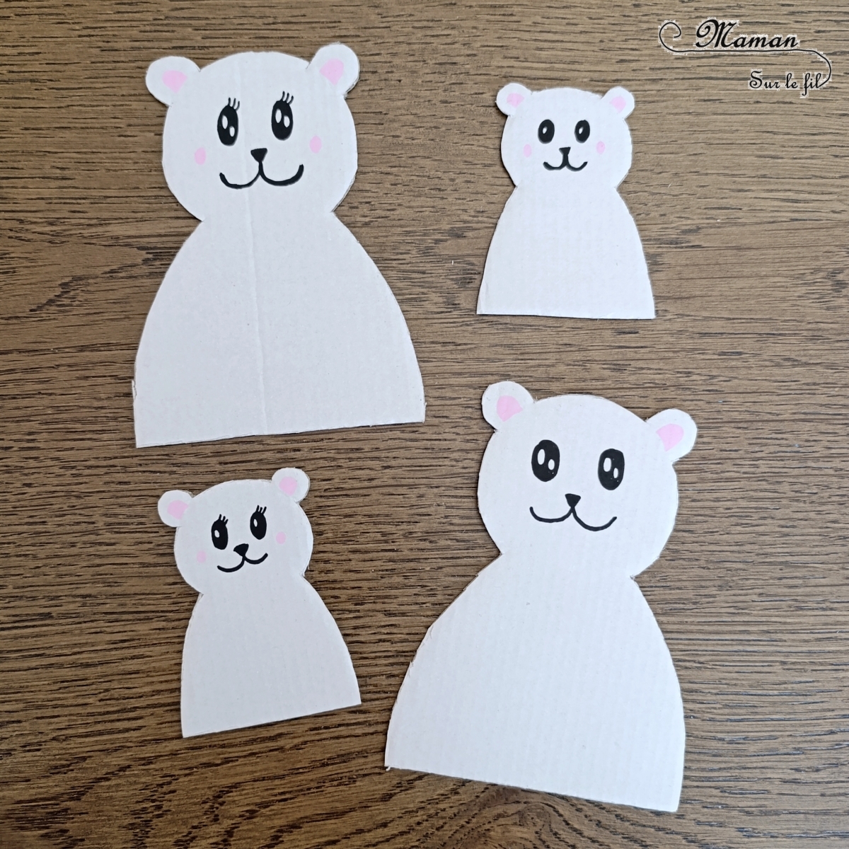 Famille d'ours polaires en carton et laine {Activité} - Maman Sur Le Fil