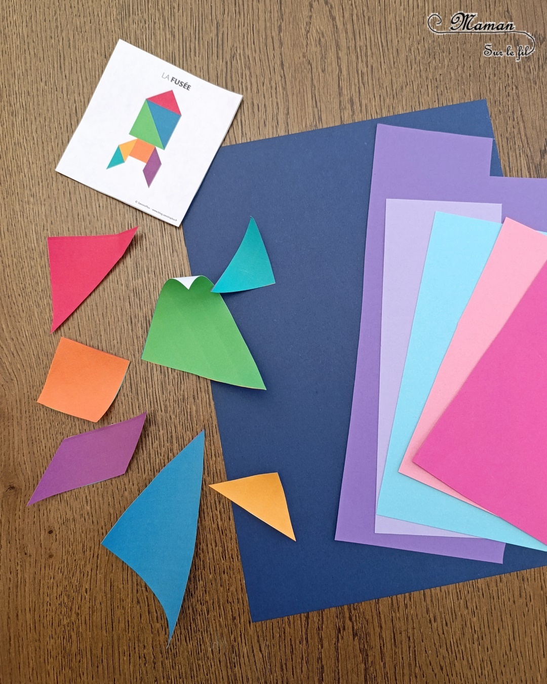 Créer une fusée colorée en tangram {Activité} - Maman Sur Le Fil