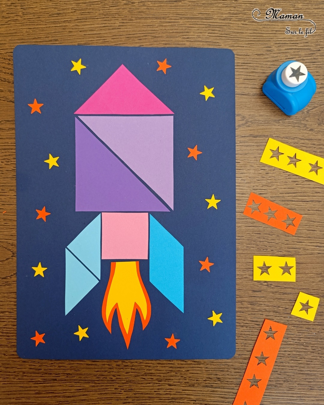 Créer une fusée colorée en tangram {Activité} - Maman Sur Le Fil