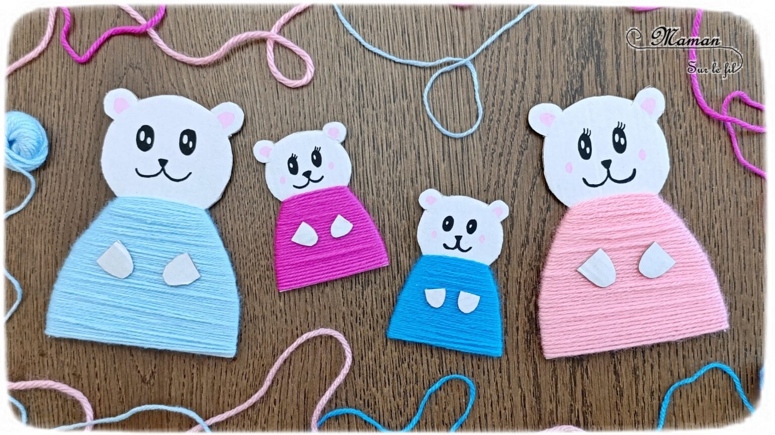 Famille d'ours polaires en carton et laine {Activité} - Maman Sur Le Fil