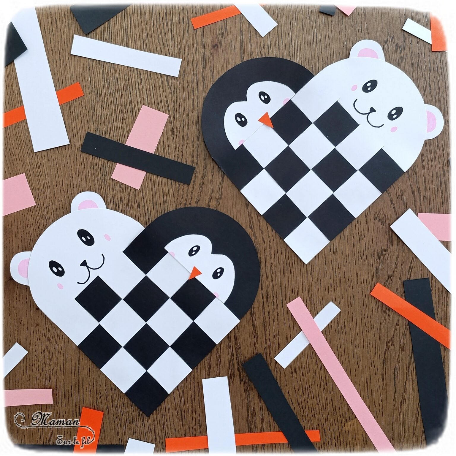 Manchot et ours polaire entrelacés en coeur {Activité} - Maman Sur Le Fil