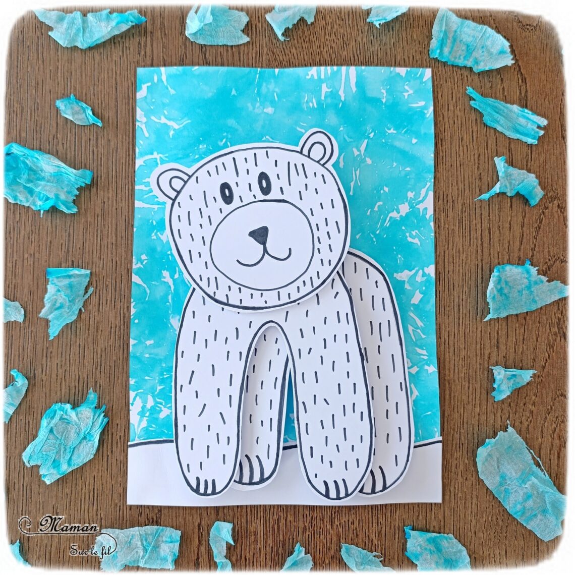 Ours polaire graphique en relief {Activité} - Maman Sur Le Fil