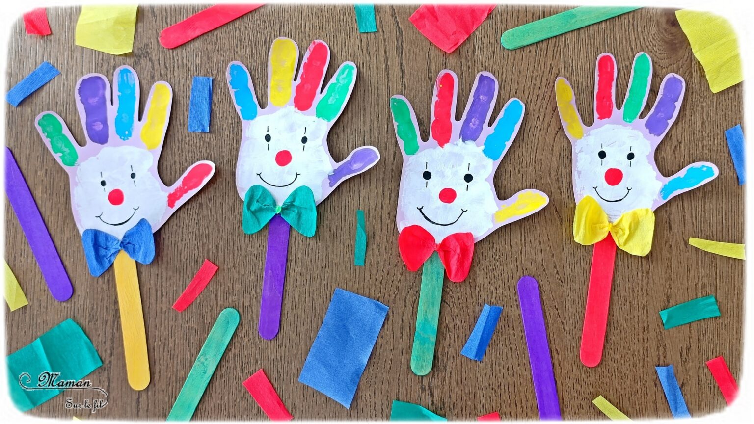 Clowns colorés avec des empreintes de main {Activité} - Maman Sur Le Fil
