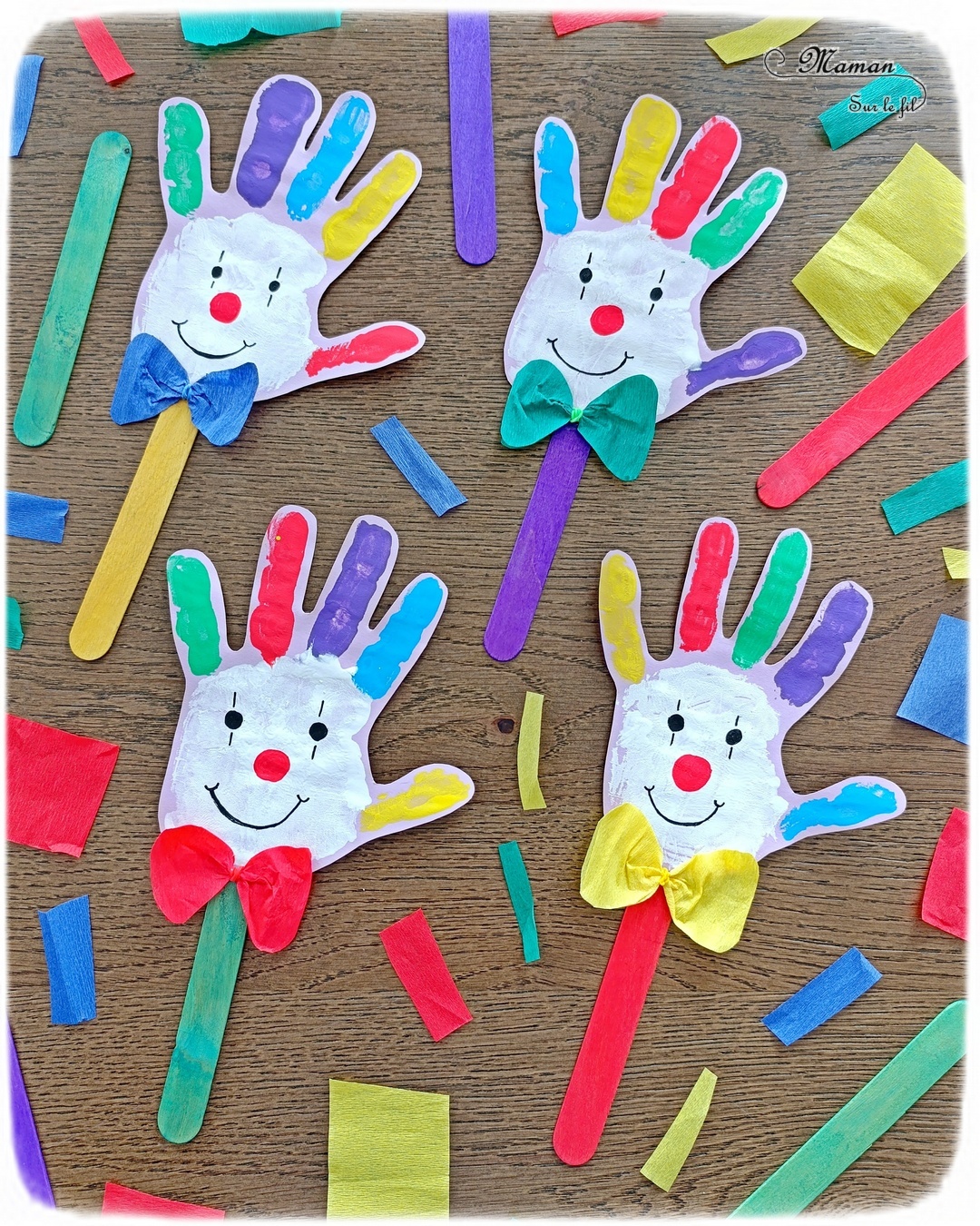 Clowns colorés avec des empreintes de main {Activité} - Maman Sur Le Fil